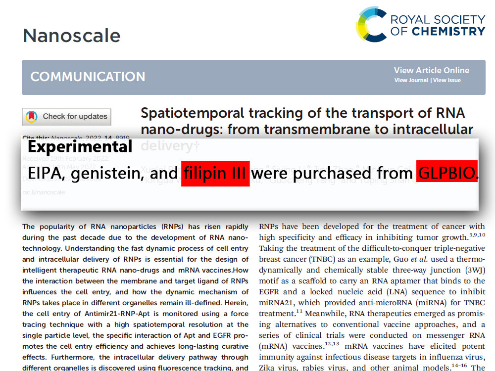 Filipin III | Cholesterol-conjugated fluorescent antibiotic | GlpBio