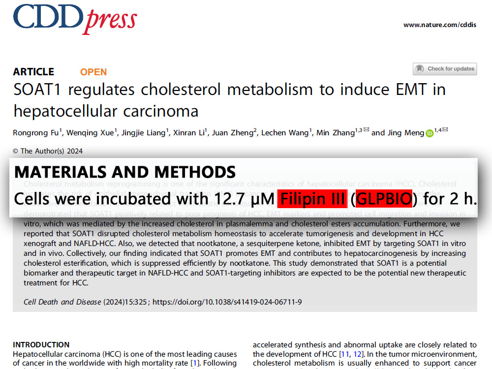 Filipin III | Cholesterol-conjugated fluorescent antibiotic | GlpBio