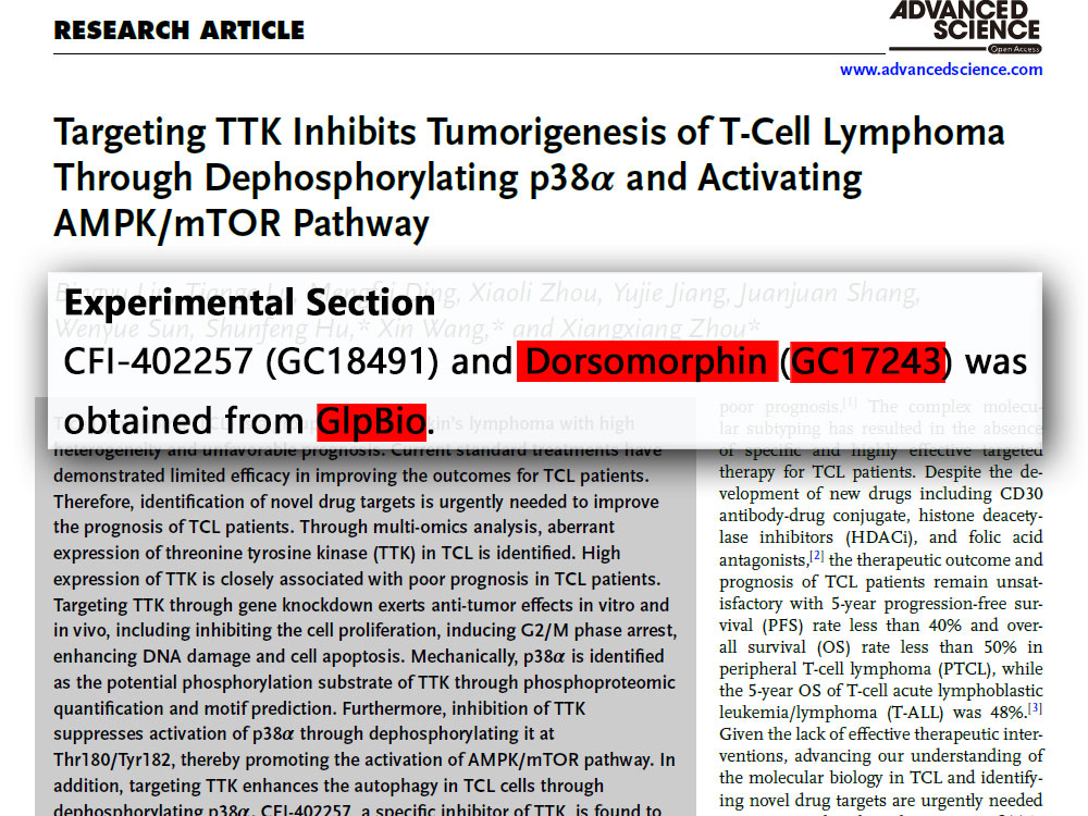 Dorsomorphin (Compound C) | AMPK inhibitor | CAS NO.:866405-64-3 | GlpBio